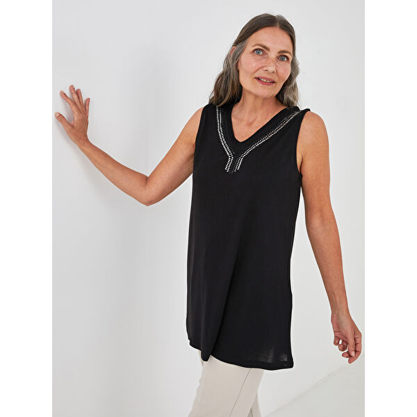 LCW GRACE V Yaka Desenli Kolsuz Viskon Kadın Atlet LCW GRACE V Yaka Desenli Kolsuz Viskon Kadın Atlet