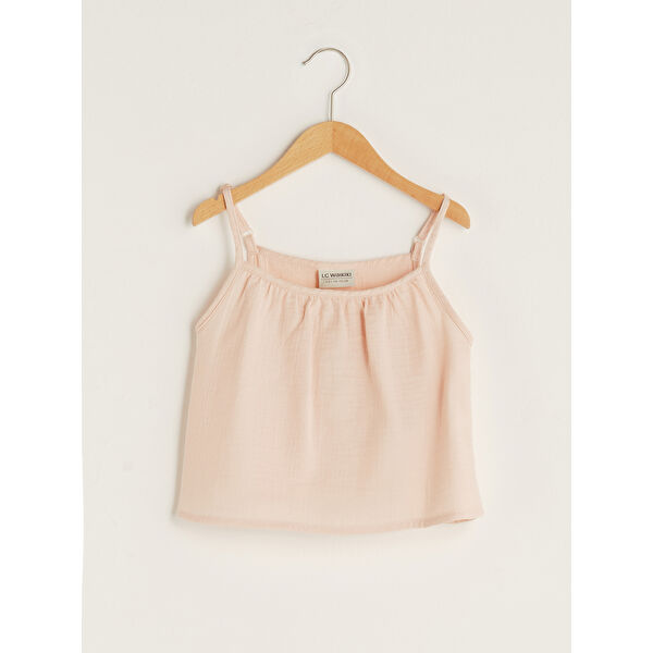 Kare Yaka Basic Askılı Pamuklu Kız Çocuk Bluz