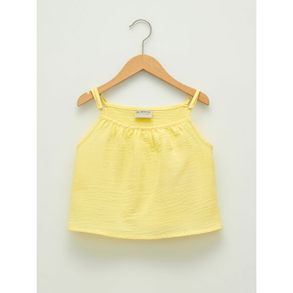 Kare Yaka Basic Askılı Pamuklu Kız Çocuk Bluz