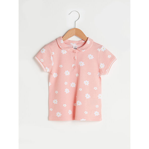 Bebe Yaka Kısa Kol Baskılı Kız Bebek Tişört