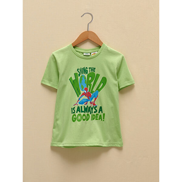LCW GREEN Bisiklet Yaka Spiderman Baskılı Kısa Kollu Organik Pamuklu Erkek Çocuk Tişört LCW GREEN Bisiklet Yaka Spiderman Baskılı Kısa Kollu Organik Pamuklu Erkek Çocuk Tişört