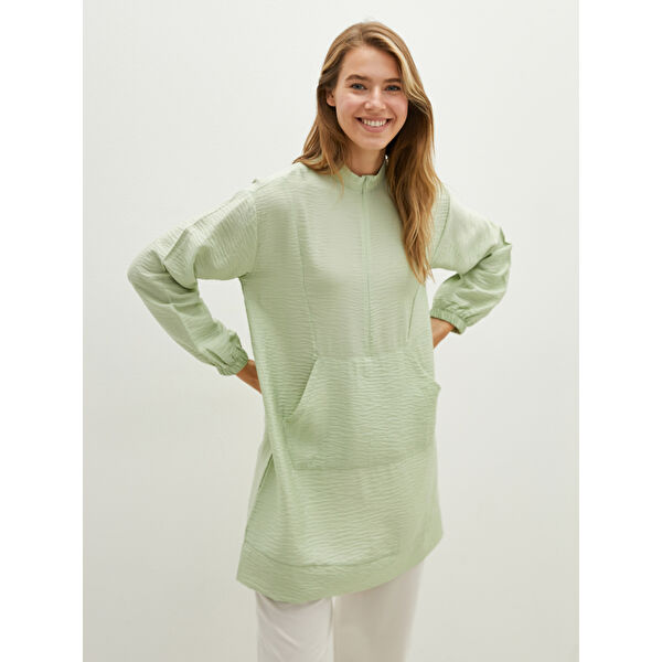 MODEST Hakim Yaka Düz Cep Detaylı Uzun Kollu Kadın Tunik