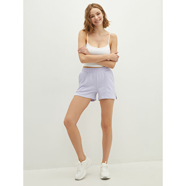 Beli Lastikli Düz Cep Detaylı Kadın Bermuda Şort