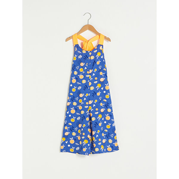 Desenli Sırt Detaylı Kız Çocuk Tulum