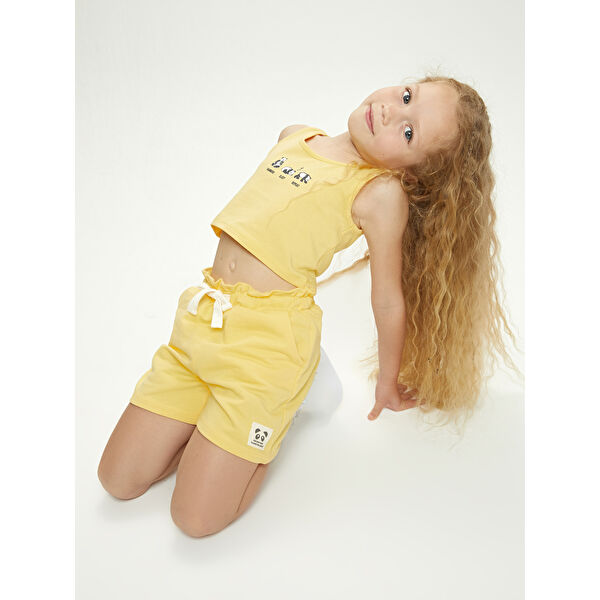 Beli Lastikli Organik Pamuklu Kız Çocuk Şort