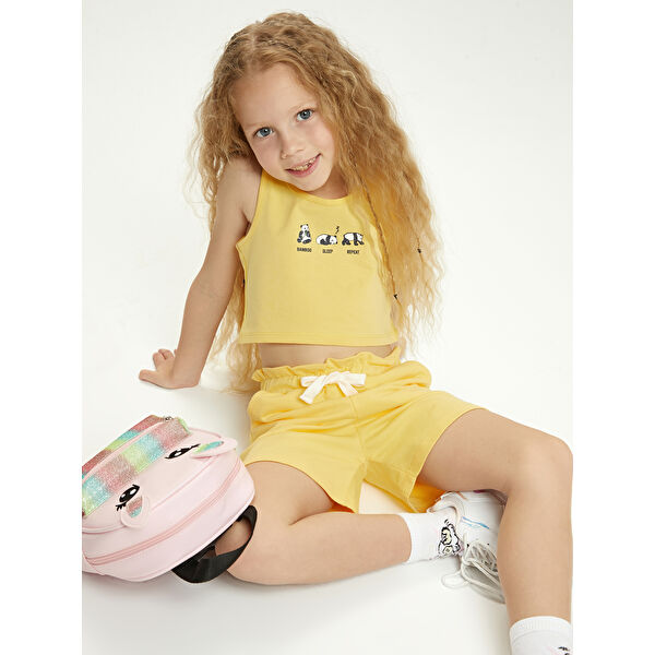 LCW GREEN Bisiklet Yaka Baskılı Organik Pamuklu Kız Çocuk Atlet LCW GREEN Bisiklet Yaka Baskılı Organik Pamuklu Kız Çocuk Atlet