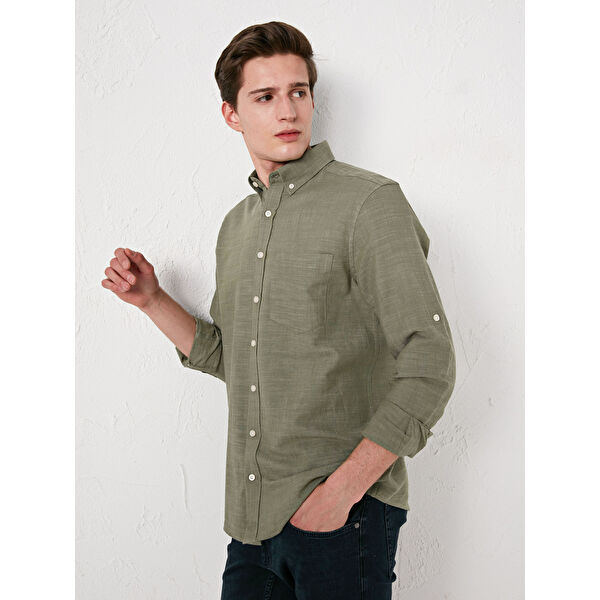 LCW BASIC Regular Fit Uzun Kollu Keten Erkek Gömlek LCW BASIC Regular Fit Uzun Kollu Keten Erkek Gömlek