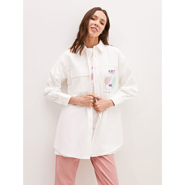 MODEST Gömlek Yaka Baskılı Uzun Kollu Oversize Gabardin Kumaş Kadın Mont MODEST Gömlek Yaka Baskılı Uzun Kollu Oversize Gabardin Kumaş Kadın Mont