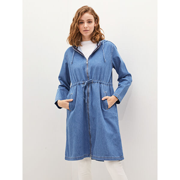 LCW CLASSIC Kapüşon Yaka Cep Detaylı Uzun Kollu Kadın Jean Tunik LCW CLASSIC Kapüşon Yaka Cep Detaylı Uzun Kollu Kadın Jean Tunik