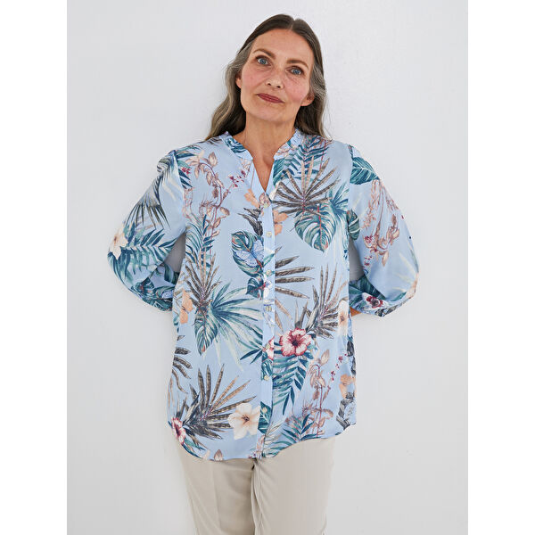 LCW GRACE Fırfırlı Kaçık Yaka Çiçek Baskılı Viskon Kadın Gömlek LCW GRACE Fırfırlı Kaçık Yaka Çiçek Baskılı Viskon Kadın Gömlek