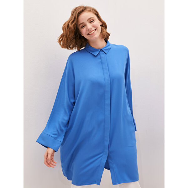 MODEST Gömlek Yaka Uzun Kollu Belmando Kumaş Oversize Kadın Tunik