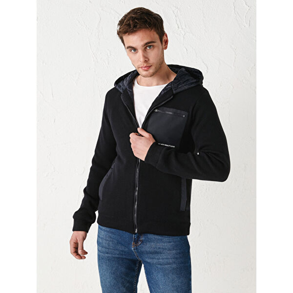 Slim Fit Kapüşonlu Erkek Triko Mont Slim Fit Kapüşonlu Erkek Triko Mont