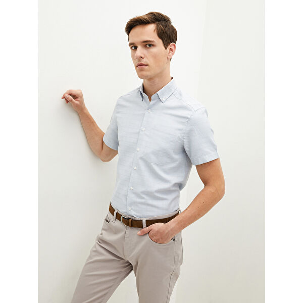 LCW FORMAL Slim Fit Kısa Kollu Armürlü Erkek Gömlek LCW FORMAL Slim Fit Kısa Kollu Armürlü Erkek Gömlek