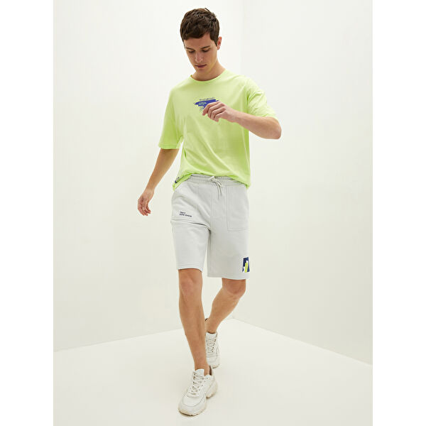 LCW CASUAL Dar Kalıp Baskılı Erkek Spor Şort