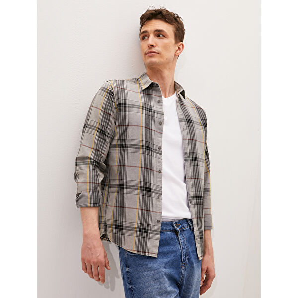 LCW CASUAL Slim Fit Uzun Kollu Ekose Gabardin Erkek Gömlek LCW CASUAL Slim Fit Uzun Kollu Ekose Gabardin Erkek Gömlek