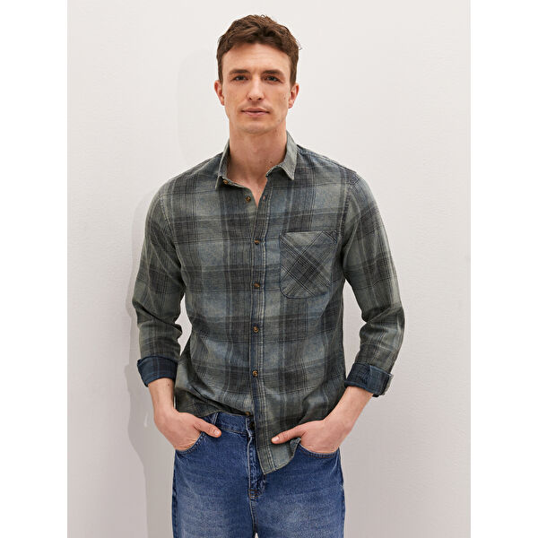 LCW CASUAL Slim Fit Uzun Kollu Ekose Gabardin Erkek Gömlek LCW CASUAL Slim Fit Uzun Kollu Ekose Gabardin Erkek Gömlek