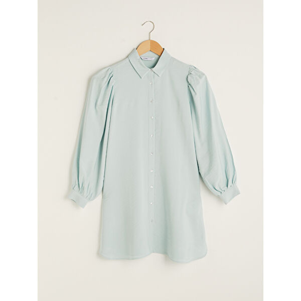 LCW CLASSIC Gömlek Yaka Düz Balon Kollu Kadın Tunik