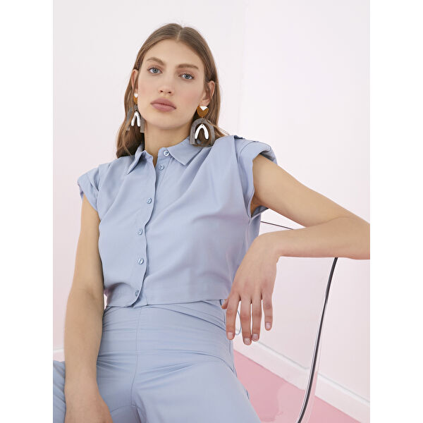 LCW LIMITED Gömlek Yaka Büzgü Detaylı Kolsuz Kadın Bluz