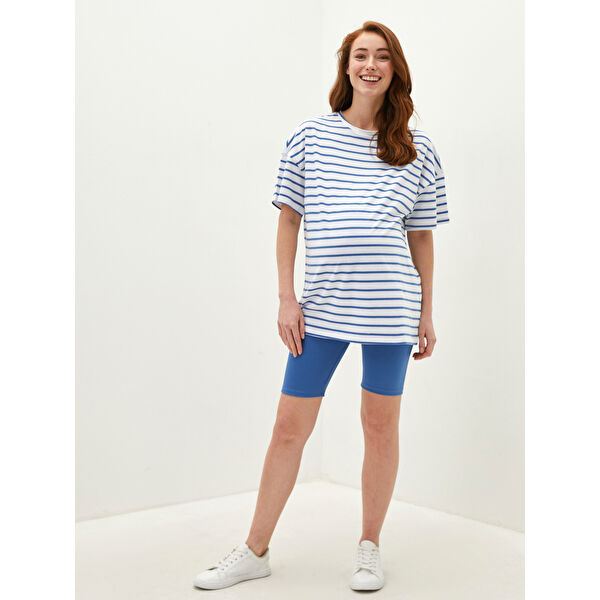 Karın Panelli Düz Hamile Biker Tayt