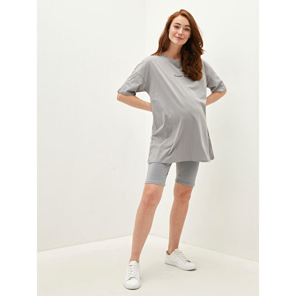 Beli Lastikli Düz Hamile Biker Tayt