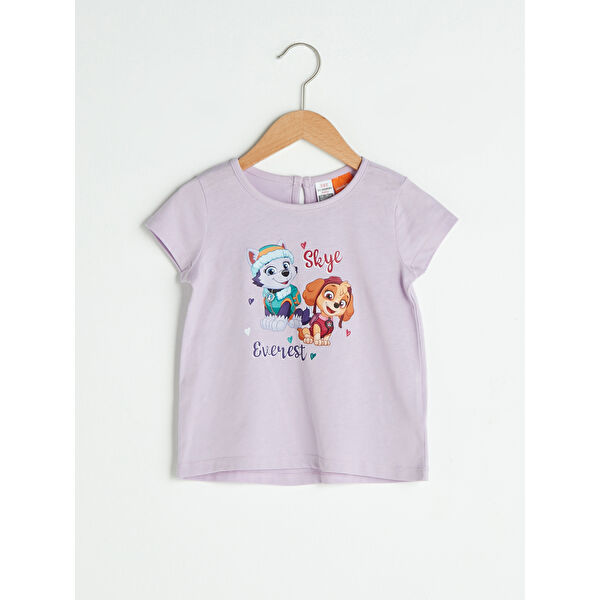 Bisiklet Yaka Kısa Kollu Paw Patrol Baskılı Pamuklu Kız Bebek Tişört Bisiklet Yaka Kısa Kollu Paw Patrol Baskılı Pamuklu Kız Bebek Tişört