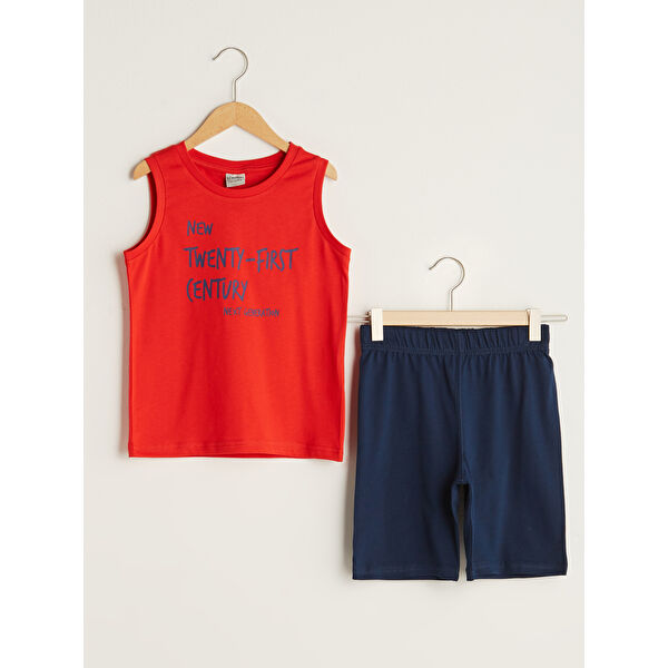 Bisiklet Yaka Baskılı Erkek Çocuk Atlet ve Şort