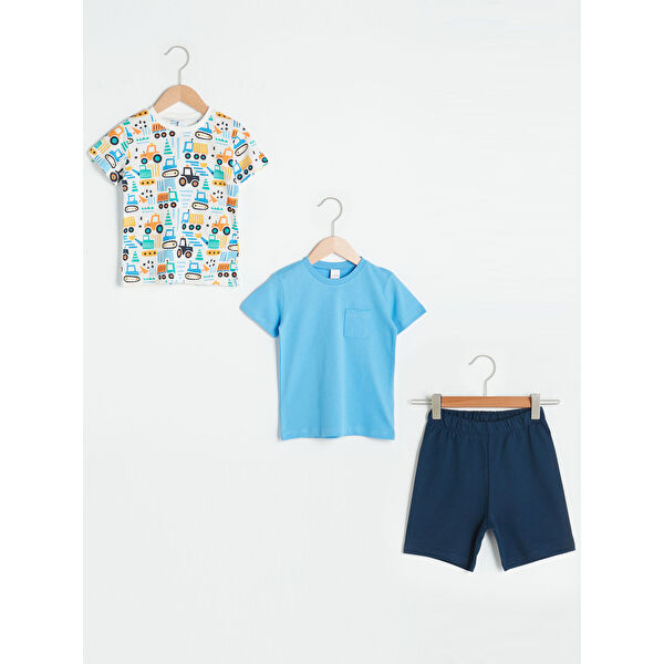 Bisiklet Kısa Kısa Kollu Pamuklu Erkek Bebek 3'lü Takım