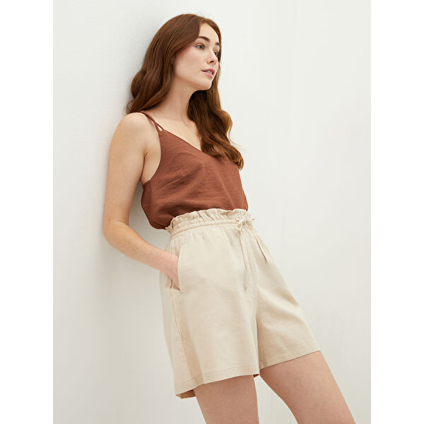 LCW BASIC Beli Lastikli Düz Cep Detaylı Kadın Bermuda Şort