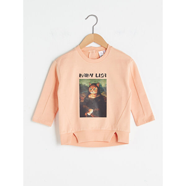 Bisiklet Yaka Uzun Kollu Mona Lisa Tablosu Baskılı Kız Bebek Sweasthirt Bisiklet Yaka Uzun Kollu Mona Lisa Tablosu Baskılı Kız Bebek Sweasthirt
