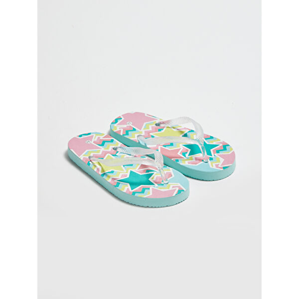 Baskılı Kız Çocuk Parmak Arası Plaj Terliği