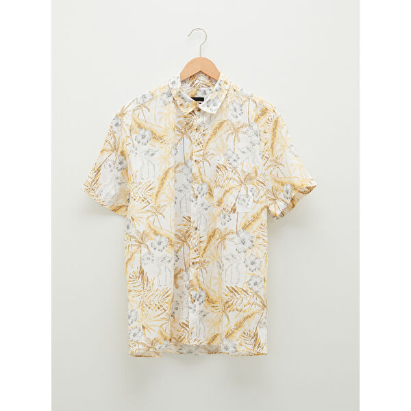 LCW CASUAL Regular Fit Kısa Kollu Desenli Poplin Erkek Gömlek