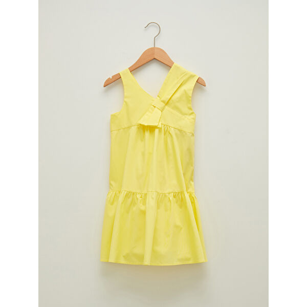 V Yaka Basic Poplin Kız Çocuk Elbise