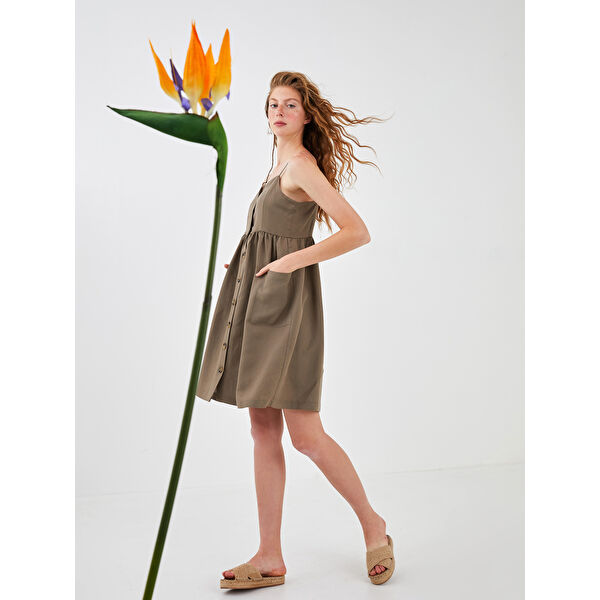 XSIDE Askılı Cep Detaylı Önden Düğmeli Kadın Elbise