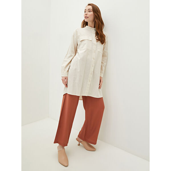 MODEST Beli Lastikli Düz Geniş Paça Kadın Pantolon