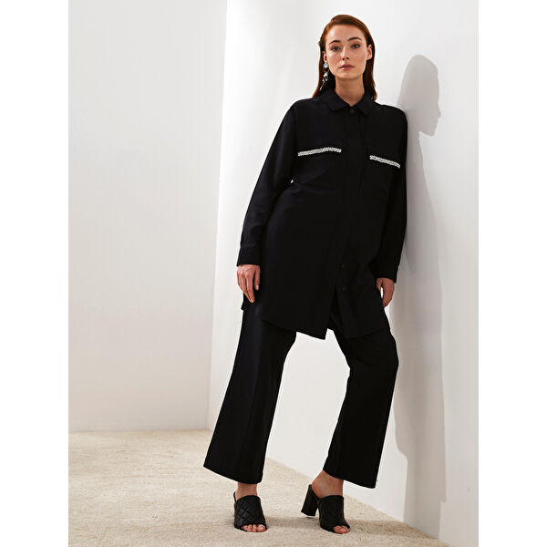 MODEST Beli Lastikli Comfort Fit Cep Detaylı Kadın Palazzo Pantolon MODEST Beli Lastikli Comfort Fit Cep Detaylı Kadın Palazzo Pantolon