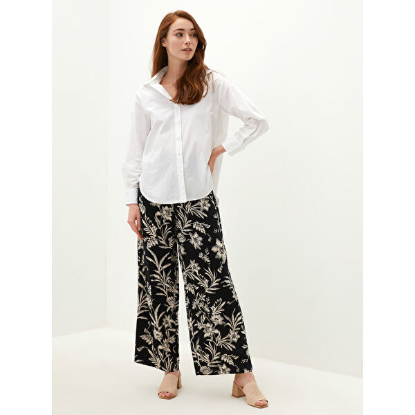 MODEST Beli Lastikli Bol Fit Desenli Geniş Paça Viskon Kadın Pantolon MODEST Beli Lastikli Bol Fit Desenli Geniş Paça Viskon Kadın Pantolon