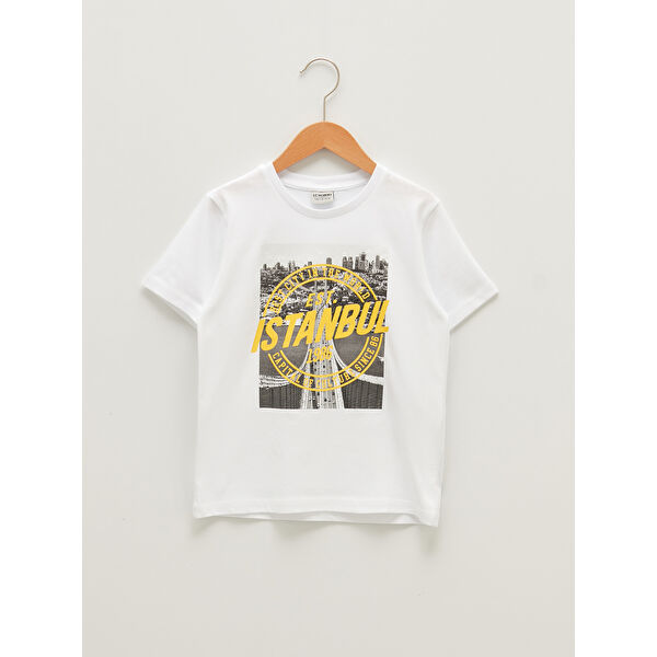 Bisiklet Yaka İstanbul Baskılı Kısa Kollu Erkek Çocuk Tişört