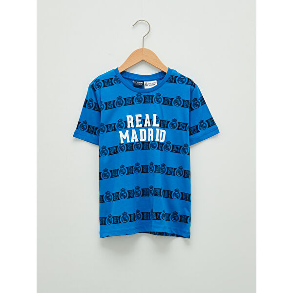 Bisiklet Yaka Real Madrid Çizgili Kısa Kollu Pamuklu Erkek Çocuk Tişört Bisiklet Yaka Real Madrid Çizgili Kısa Kollu Pamuklu Erkek Çocuk Tişört