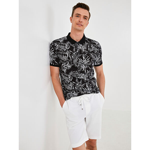 Polo Yaka Kısa Kollu Desenli Penye Erkek Tişört