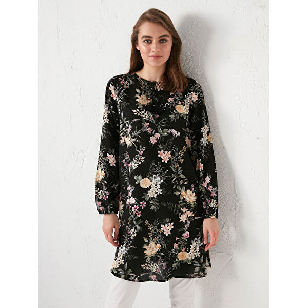 LCW GRACE Bağlamalı Yaka Çiçek Baskılı Uzun Kollu Kadın Tunik LCW GRACE Bağlamalı Yaka Çiçek Baskılı Uzun Kollu Kadın Tunik