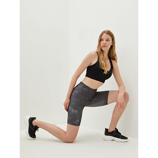 LCW ACTIVE Beli Lastikli Desenli Kadın Spor Biker Tayt