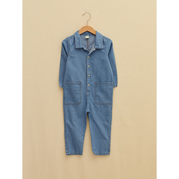 Gömlek Yaka Uzun Kollu Organik Pamuklu Erkek Bebek Jean Salopet Gömlek Yaka Uzun Kollu Organik Pamuklu Erkek Bebek Jean Salopet
