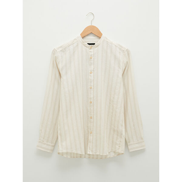 LCW CASUAL Regular Fit Hakim Yaka Uzun Kollu Çizgili Poplin Erkek Gömlek