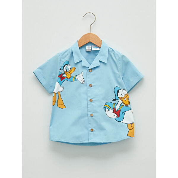 Kısa Kollu Donald Duck Baskılı Erkek Bebek Gömlek Kısa Kollu Donald Duck Baskılı Erkek Bebek Gömlek