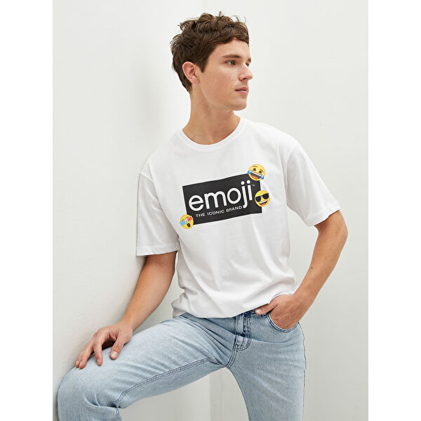 LCW CASUAL Bisiklet Yaka Kısa Kollu Emoji Baskılı Penye Erkek Tişört