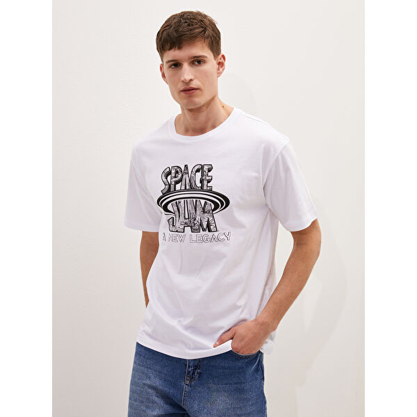 LCW CASUAL Bisiklet Yaka Kısa Kollu Space Jam Baskılı Penye Erkek Tişört