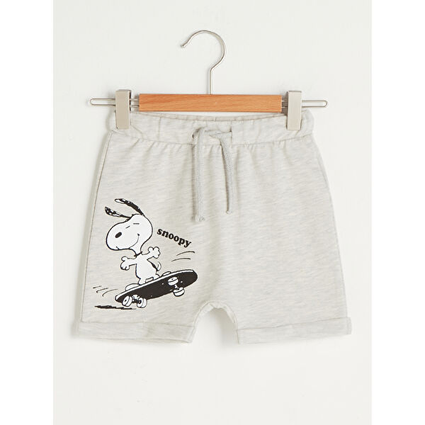 Beli Lastikli Snoopy Baskılı Erkek Bebek Şort
