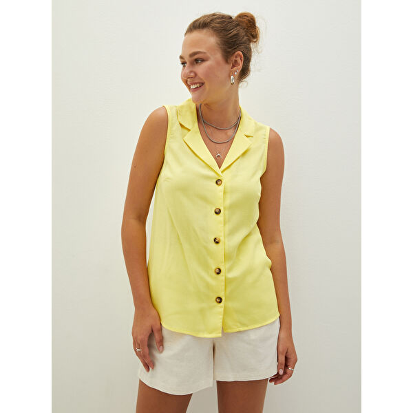 LCW CASUAL Önden Düğmeli Kolsuz Keten Karışımlı Kadın Gömlek LCW CASUAL Önden Düğmeli Kolsuz Keten Karışımlı Kadın Gömlek