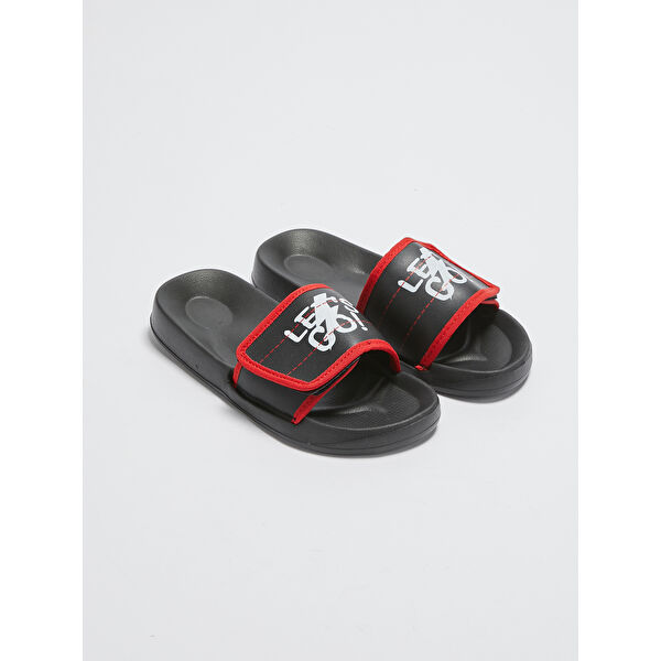 Slogan Baskılı Cırt Cırtlı Erkek Çocuk Terlik