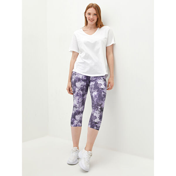 LCW ACTIVE Beli Lastikli Desenli Kadın Spor Tayt